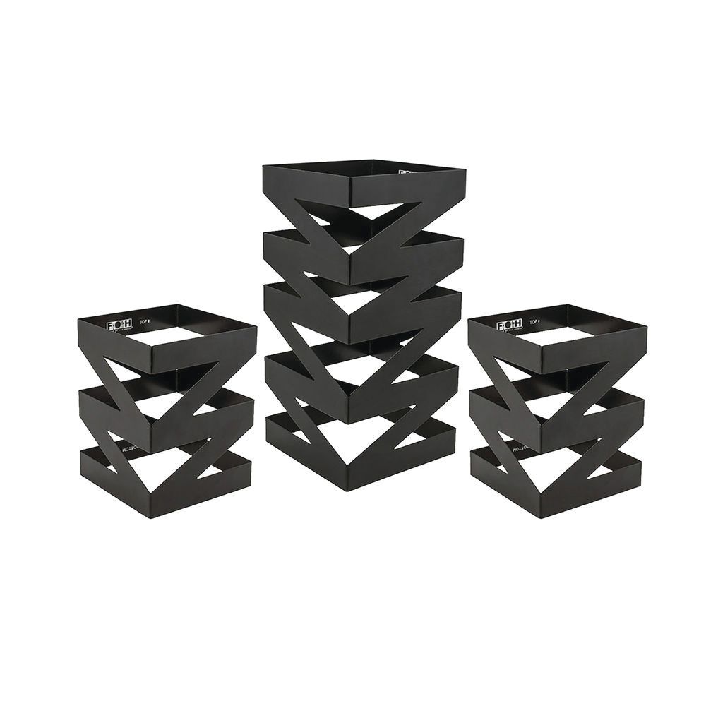 ZIG ZAG RISERS - SET OF 3 - MATTE BLACK
