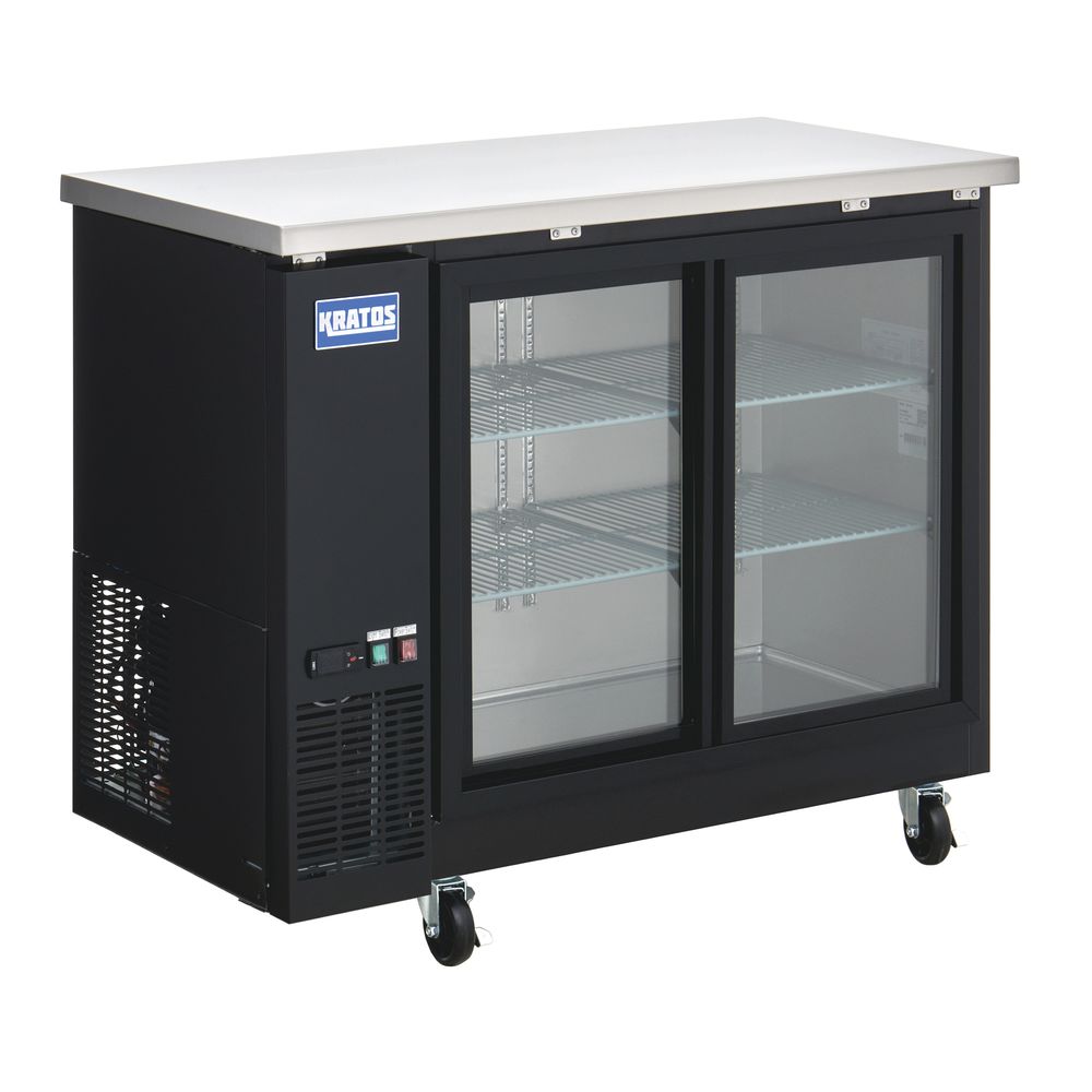 Kratos 67K-164 69" Black Swing Solid Door Back Bar Refrigerator