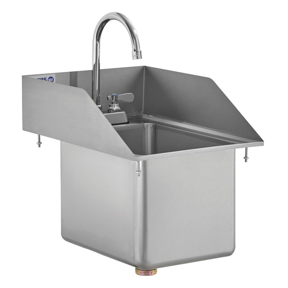 Kratos Stainless Steel One-Compartment Drop-In Sink with Sidesplashes ...