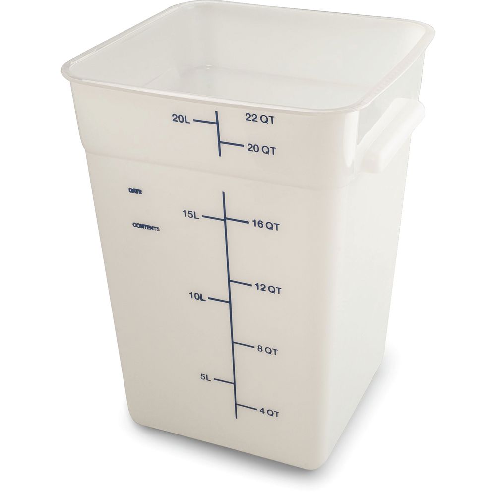 Carlisle StorPlus White 22 Qt. Polyethylene Square Food Storage Container