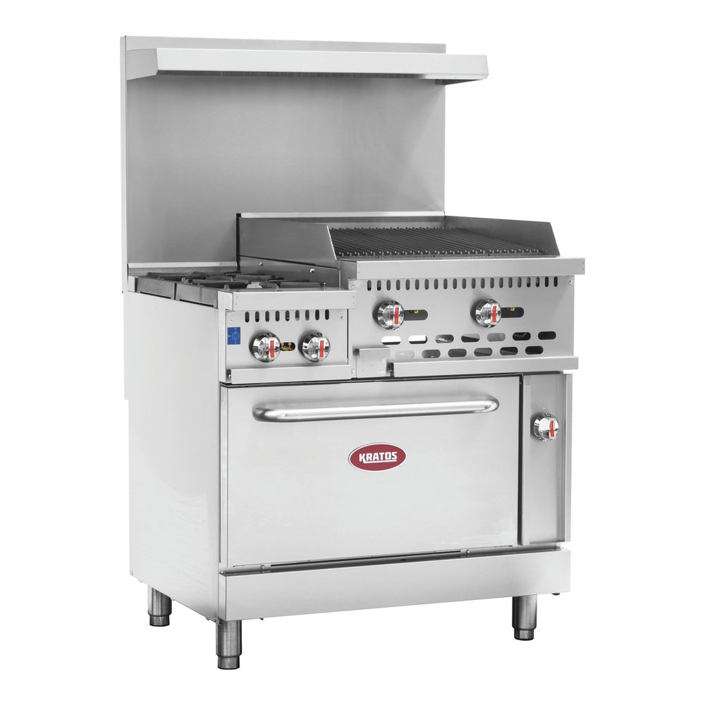 Kratos 36" Gas Range with 24" Charbroiler and One Standard Oven ...