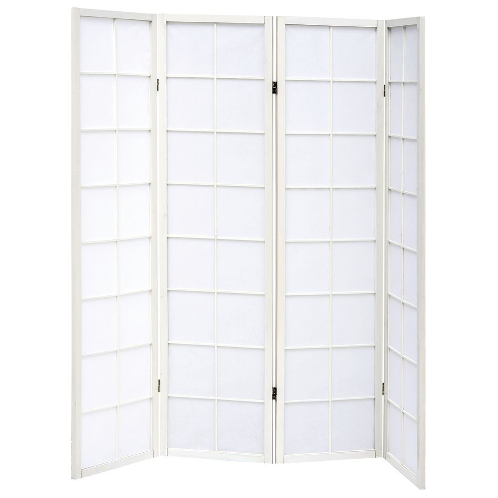 Expressly Hubert® White Wood 4-Panel Square Floor Screen - 70"L x 1"D x ...