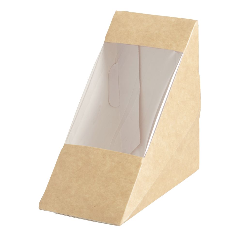 PacknWood Kraft Sandwich Box, Triple - 4 21/25"L x 2 4/5"W x 4 21/25"H