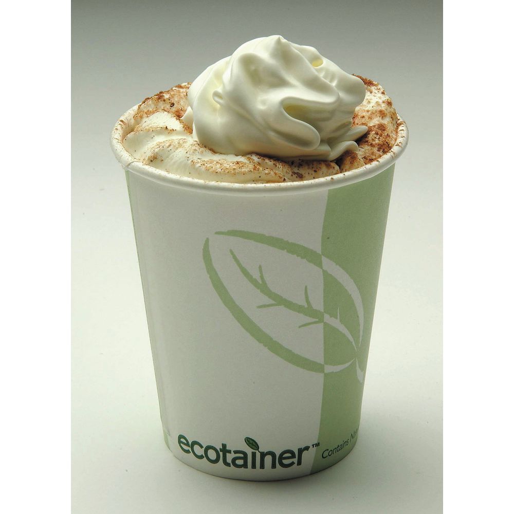 12 oz Ecotainer™ White Paper Hot Cups - 3 1/2"Dia. x 4"H