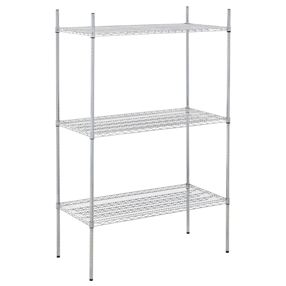 CenPro 18"x60" Medium-Duty Chrome 3-Shelf Stationary Kit with 34" Posts