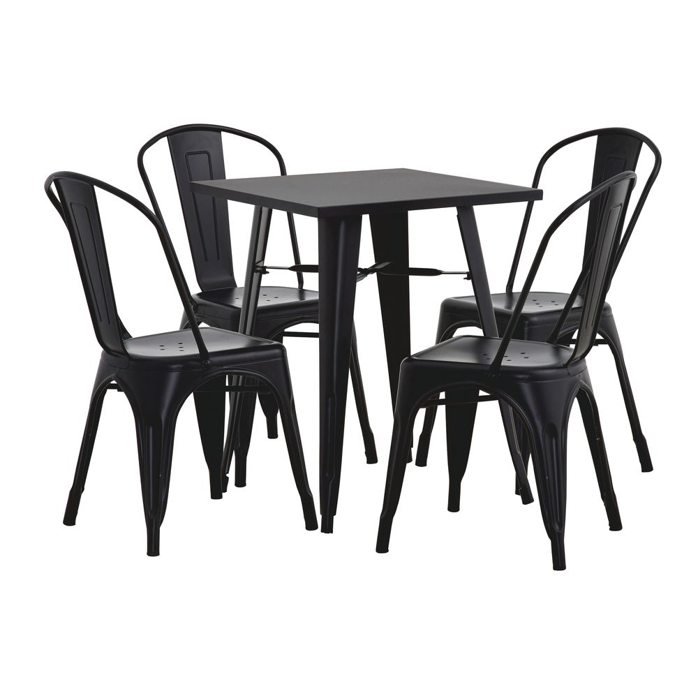 CenPro 32Q-162 Standard Height Outdoor Table With 2 Café Chairs, Black ...