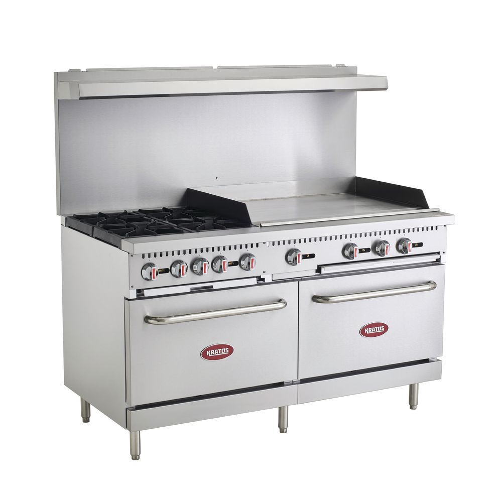 Kratos 29Y-171-LP 4-Burner 60" Gas Range With 36" Griddle and 2 ...