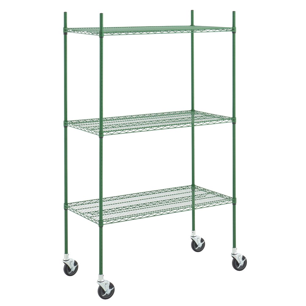 CenPro 21"x60" Medium-Duty Green Epoxy 3-Shelf Mobile Kit with 34 ...