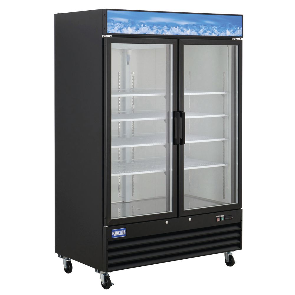 Kratos 67K-206 2 Swing Door Black Refrigerated Merchandiser - 53-1/8"W x 31-7/8"D x 83-9/10"H