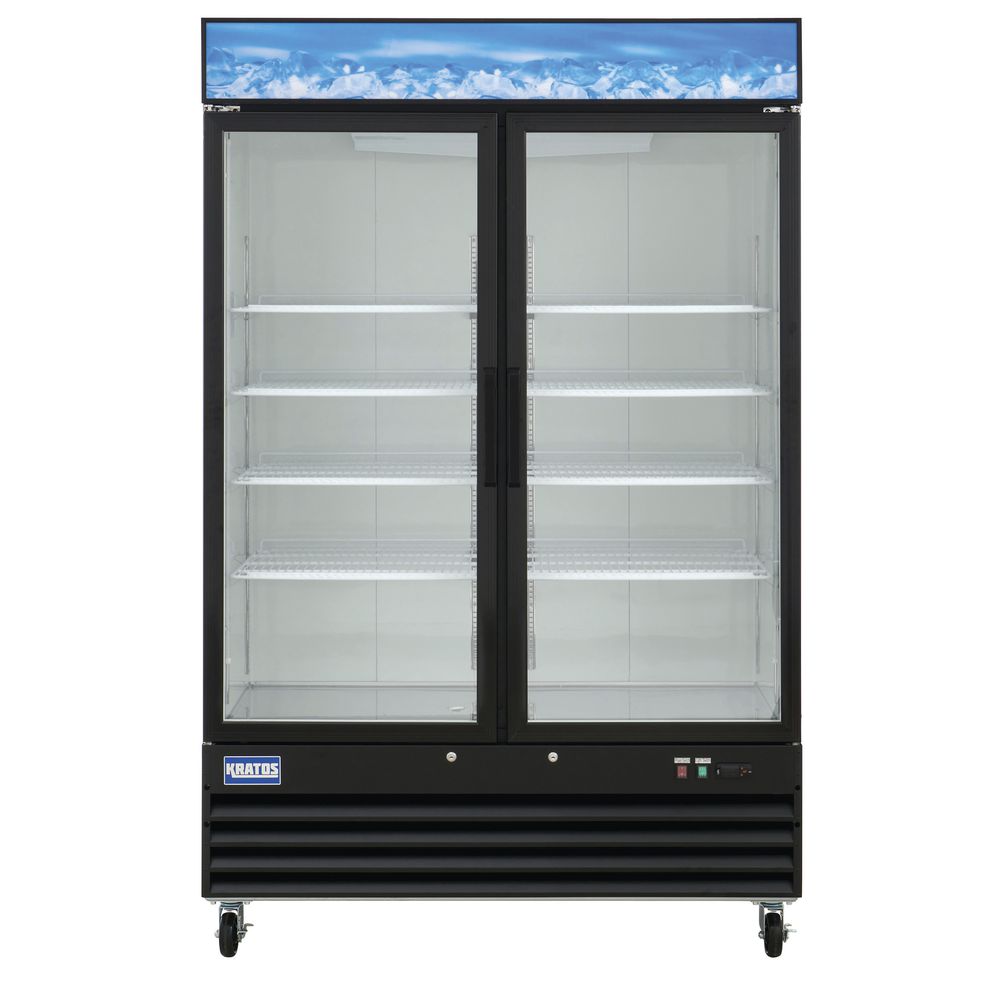 Kratos 67K-206 2 Swing Door Black Refrigerated Merchandiser - 53-1/8"W x 31-7/8"D x 83-9/10"H