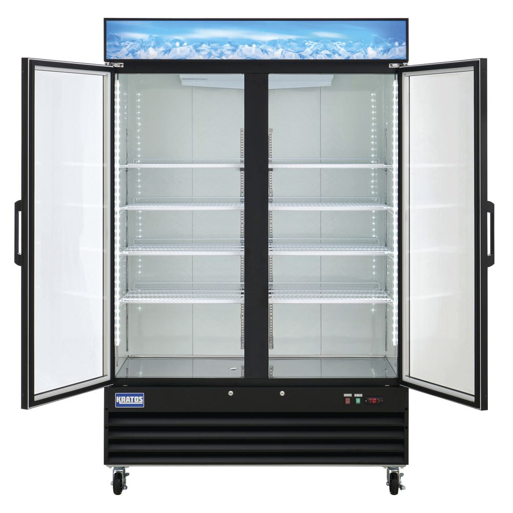 Kratos 67K-206 2 Swing Door Black Refrigerated Merchandiser - 53-1/8"W x 31-7/8"D x 83-9/10"H