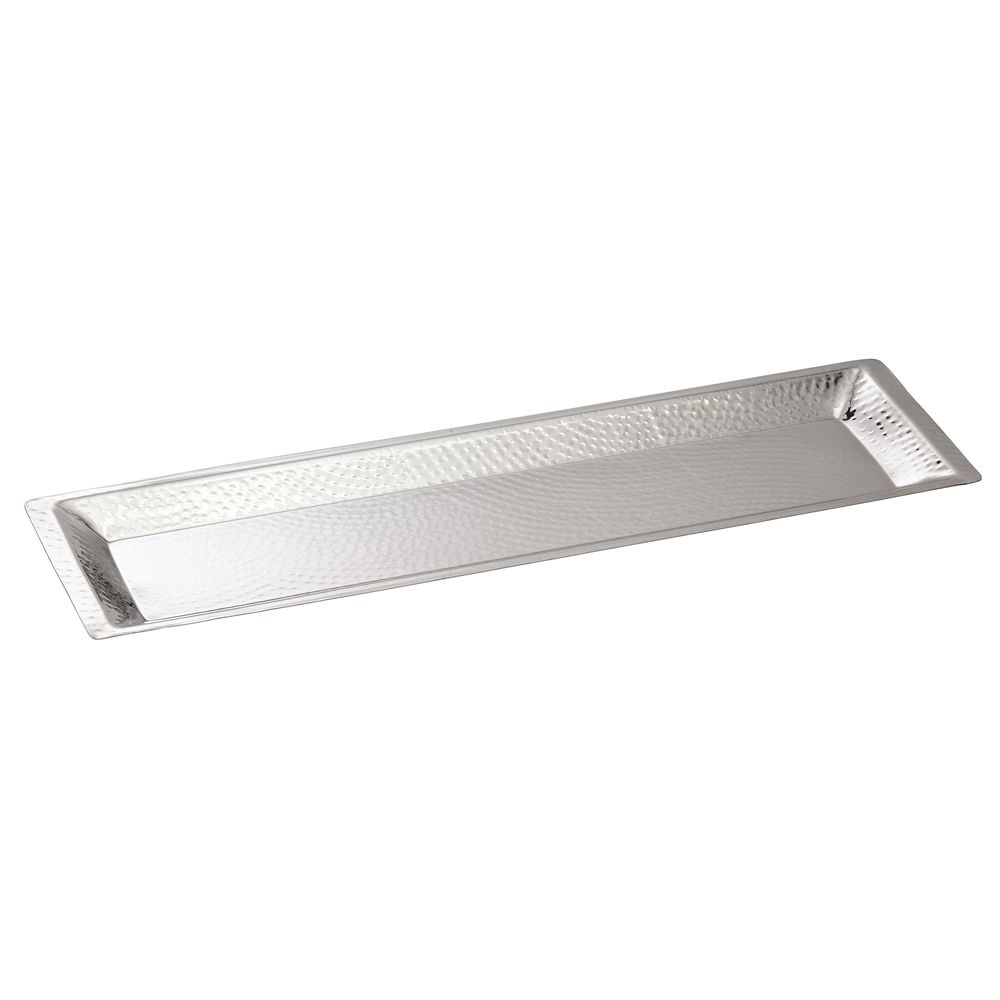 Kratos Rectangular Hammered Stainless Steel Serving Tray - 28"W x 7 1/2"L