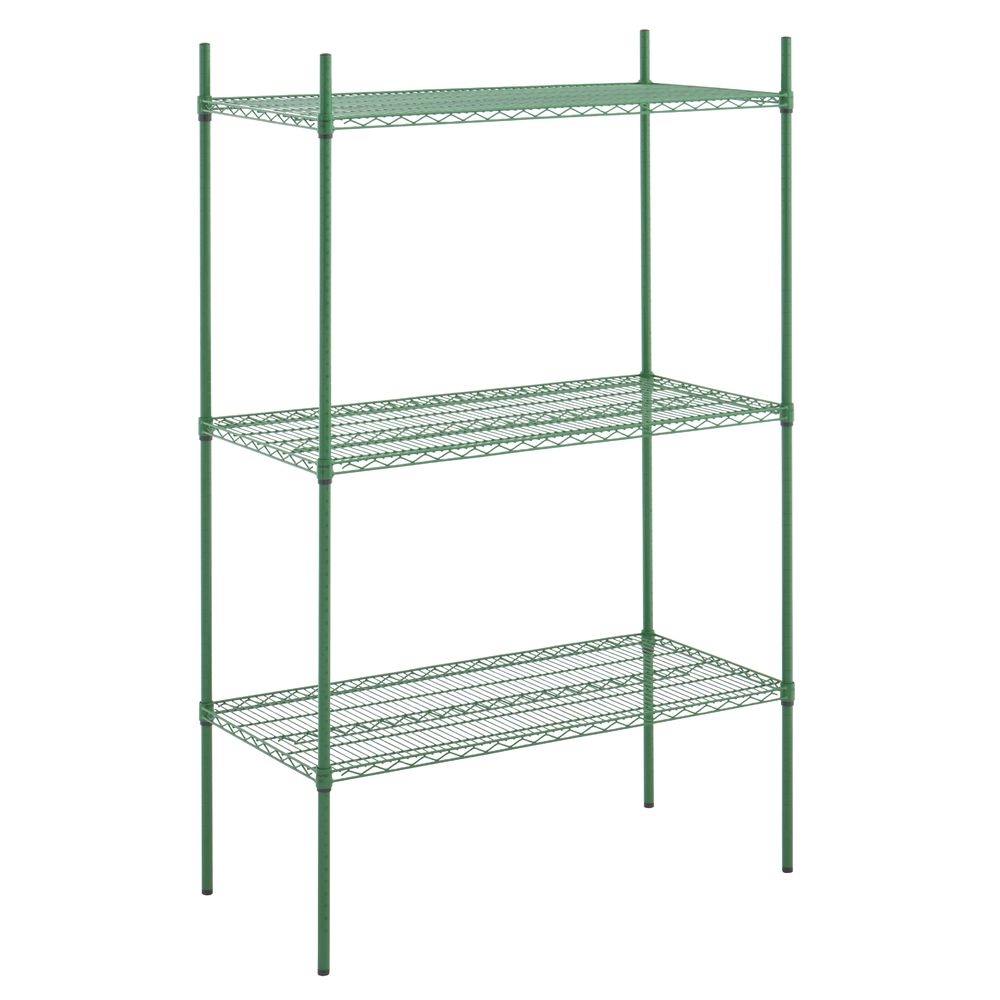 CenPro 24"x48" Medium-Duty Green Epoxy 3-Shelf Stationary Kit with 34 ...