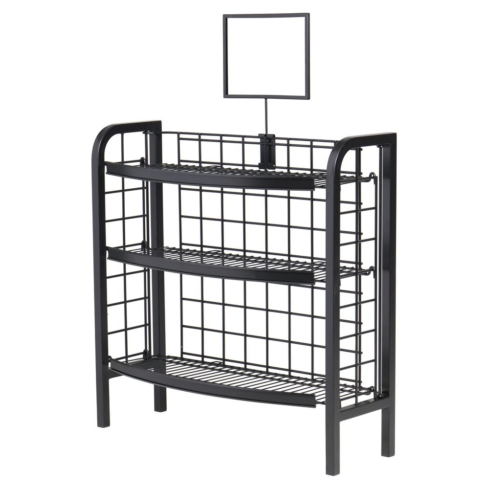 HUBERT® Wire Black 3-Shelf Floor Stand - 32"L x 12 7/10"W x 32 1/10"H