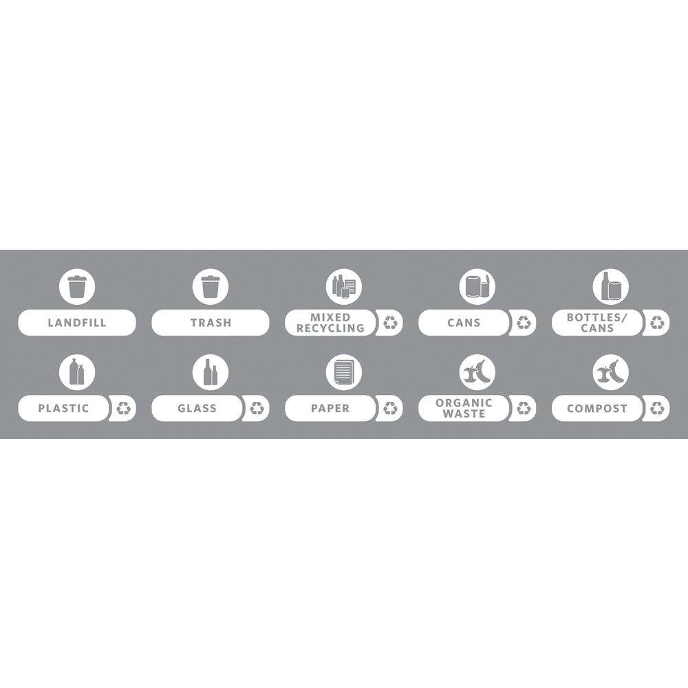 Rubbermaid® White Vinyl Waste Stream Label Kit for BRUTE® Recycling ...