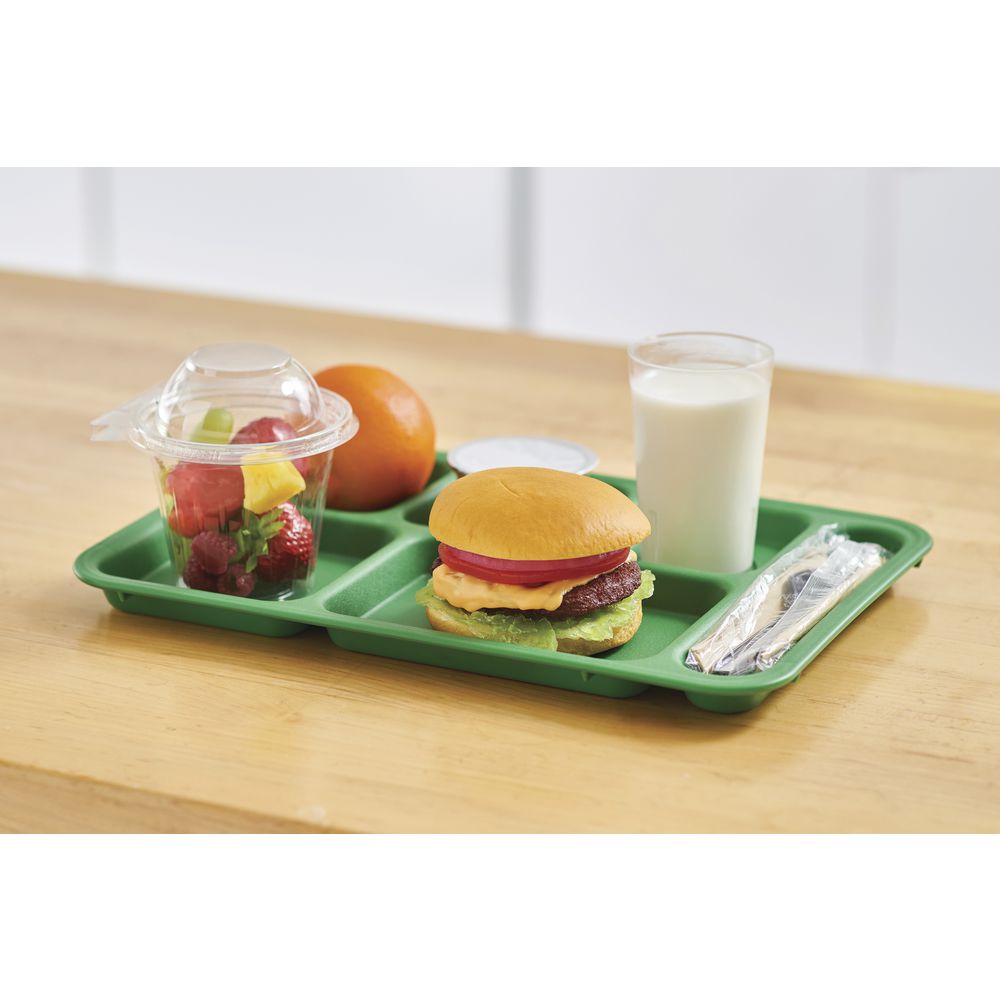 HUBERT Green Six-Compartment Cafeteria Tray, 10"x14"