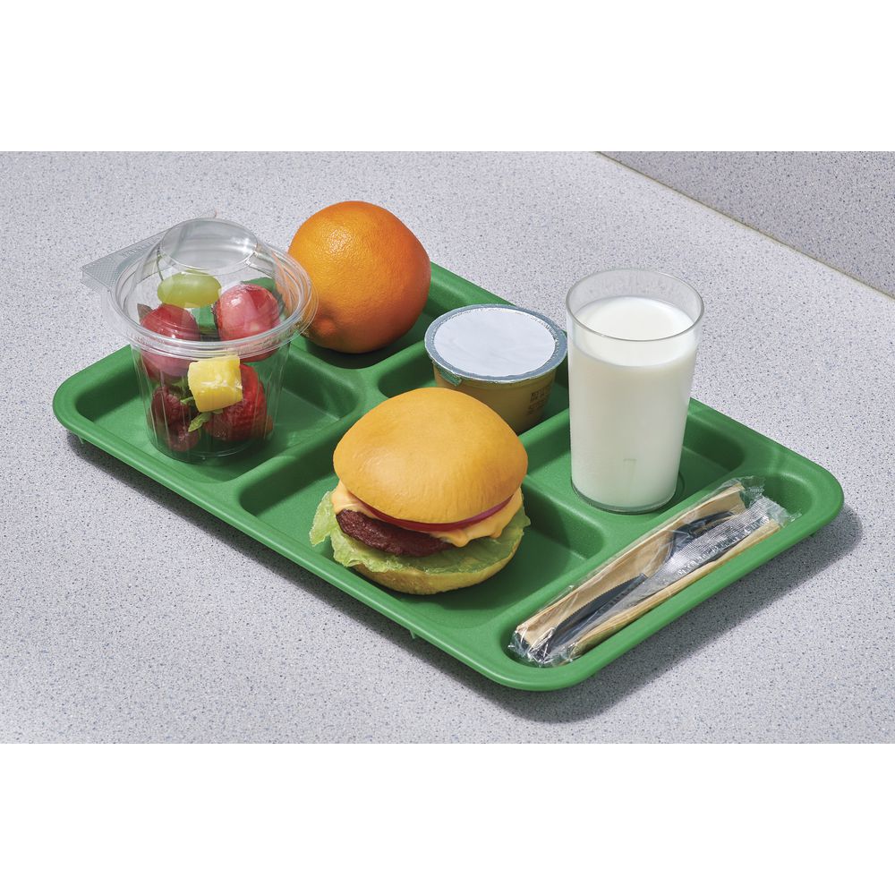 HUBERT Green Six-Compartment Cafeteria Tray, 10"x14"