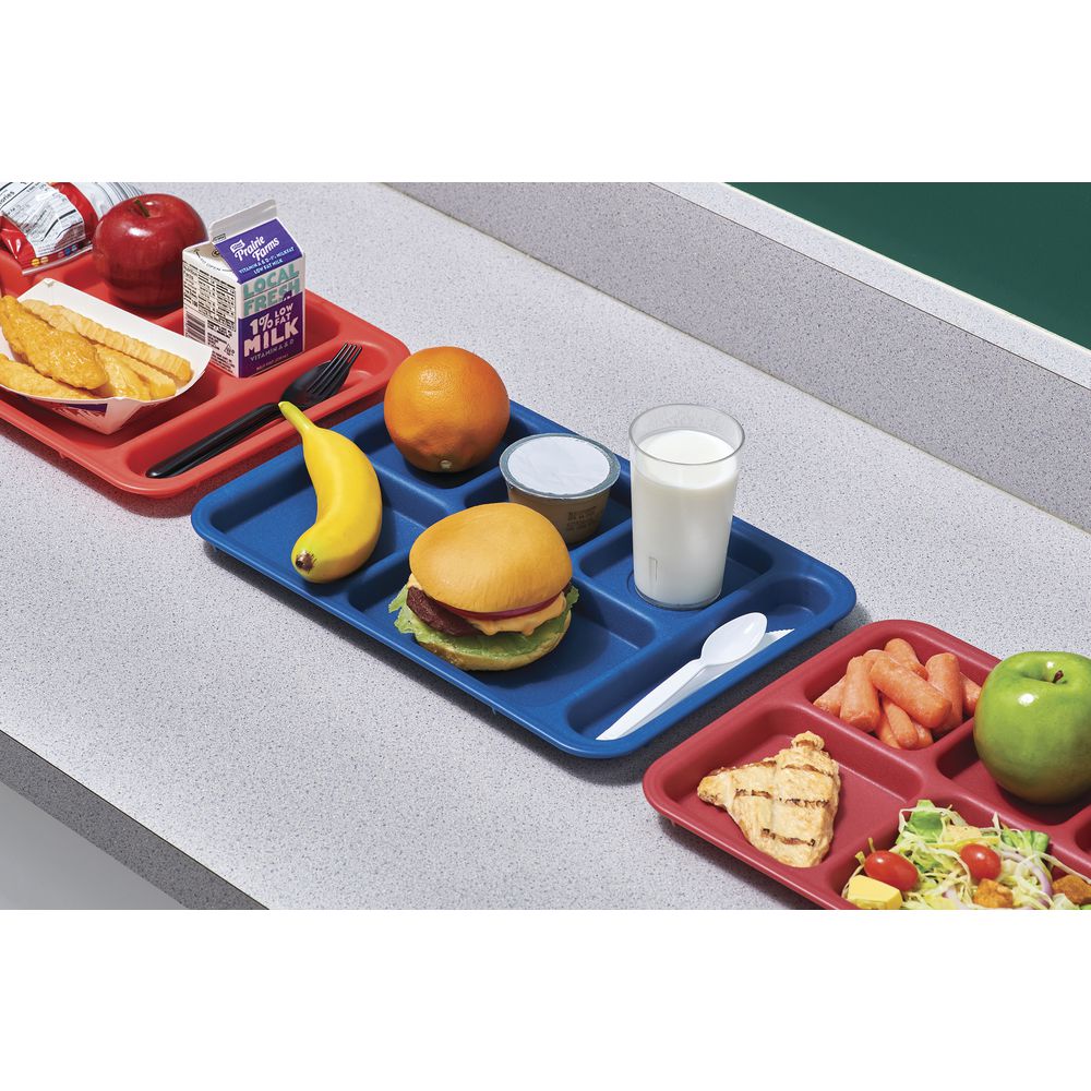 HUBERT Green Six-Compartment Cafeteria Tray, 10"x14"