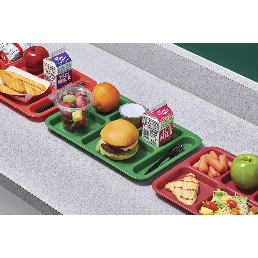 HUBERT Green Six-Compartment Cafeteria Tray, 10"x14"