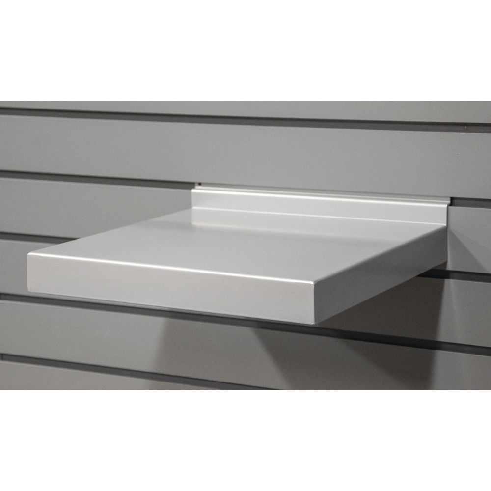 12"W Metal Slatwall Shelf, Silver