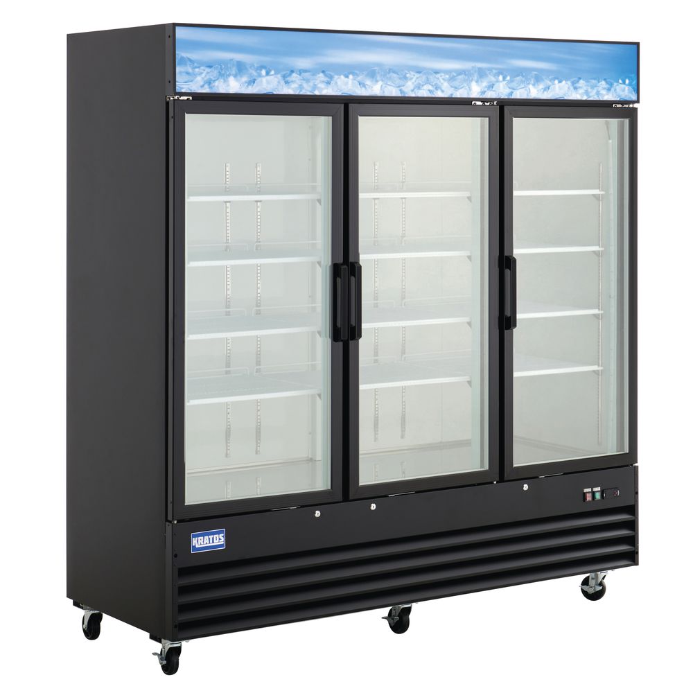 Kratos 67K-211 3-Door Merchandiser Freezer, Black, 78"W