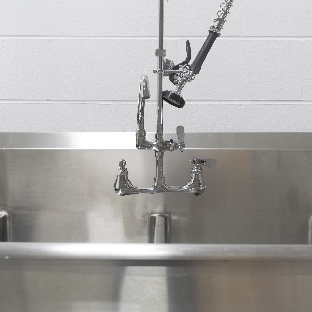 Kratos Wall-Mounted Pre-Rinse Faucet with 8" Centers, 1.15 GPM