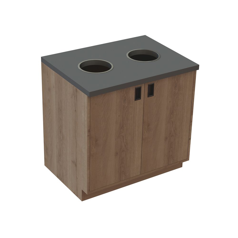 Kratos Micro Market Trash Bin, Urban Oak Plank and Graphite - 36"W x 26 ...