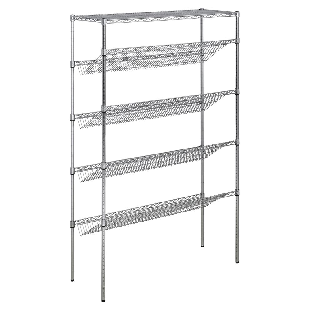 Kratos 5-Shelf Slanted Chrome Wire Stationary Merchandising Rack - 48"W ...