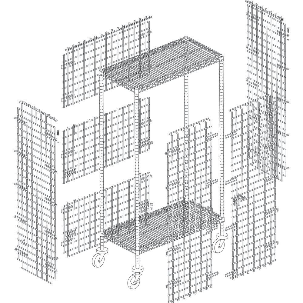 HUBERT® Flint Steel Complete Mobile Security Cart Kit - 36"L x 18"W x 63"H