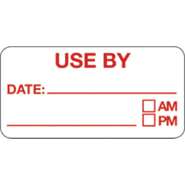 HUBERT® White Food Rotation Label with Red Imprint "Use By" - 2"L x 1"H