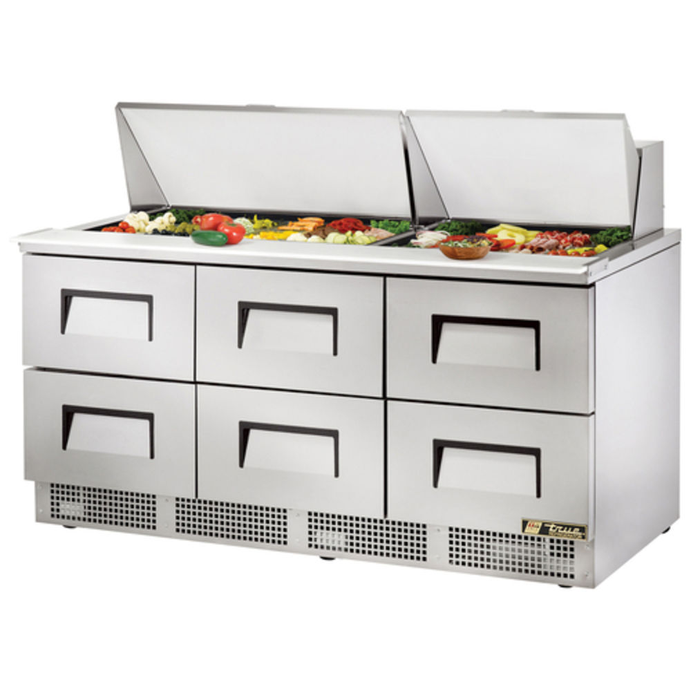 True TFP-72-30M-D-6 Six-Drawer Food Prep Table, 30 Pan Capacity - 31-1/ ...