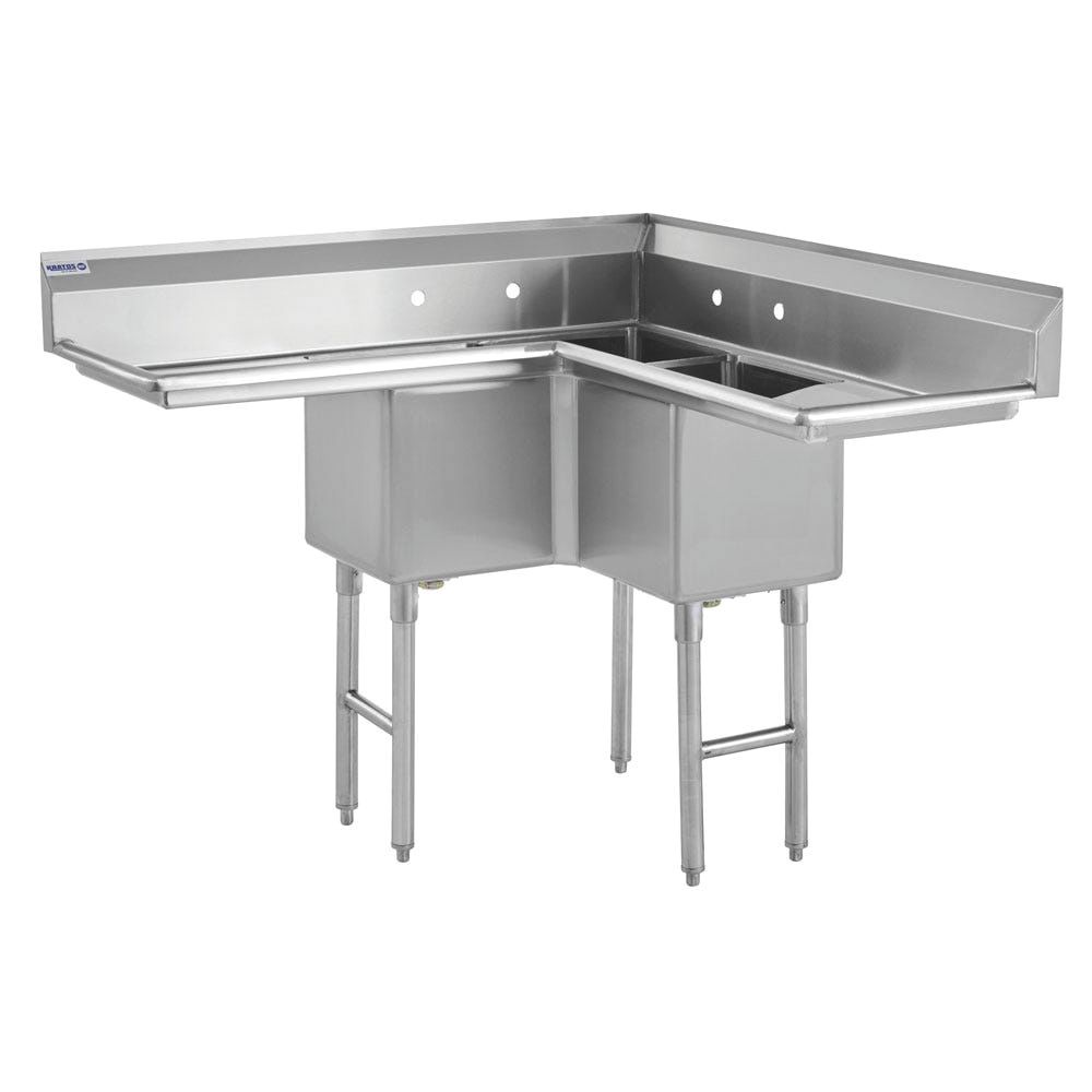 Kratos 29N-060 Compartment Corner Sink, 3 Bowls - 45"L x 20"D x 44-1/4"H