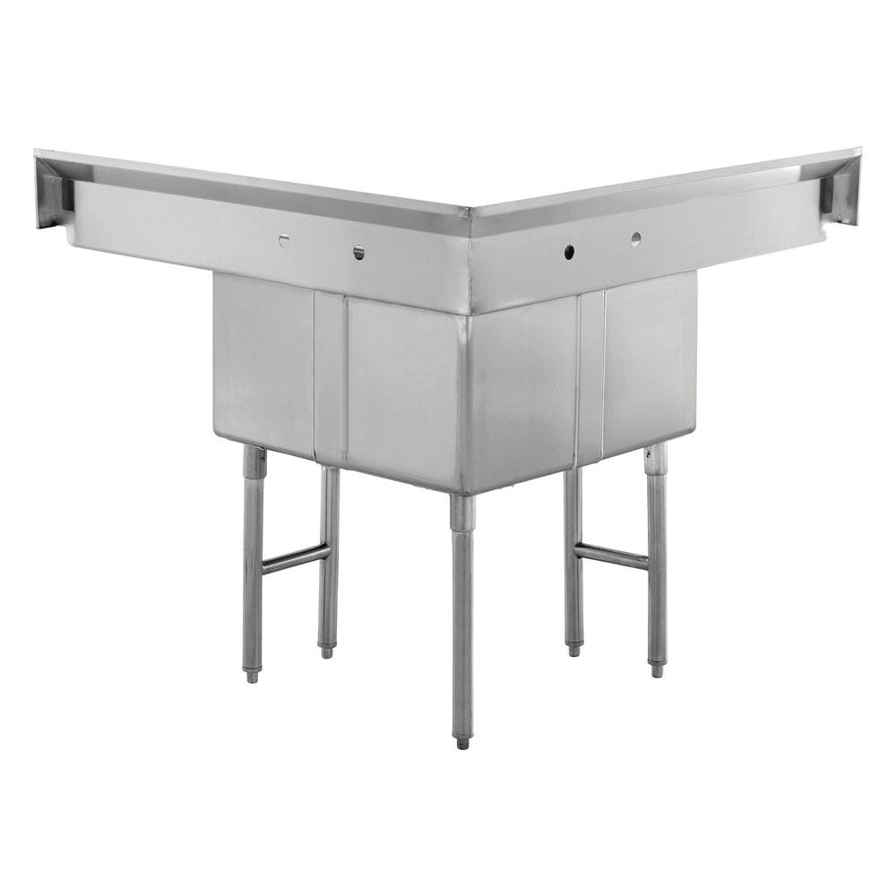 Kratos 44.5" 16-Gauge Stainless Steel Three Compartment Corner Sink ...