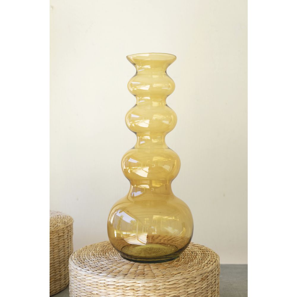 Kalalou Large Amber Glass Bubble Vase