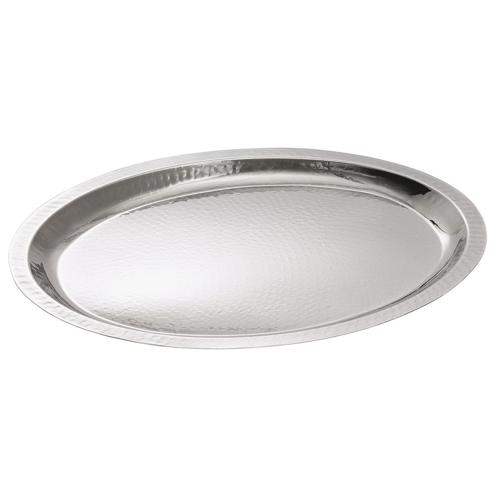 Kratos Rectangular Hammered Stainless Steel Serving Tray - 18"W x 13 2/5"L