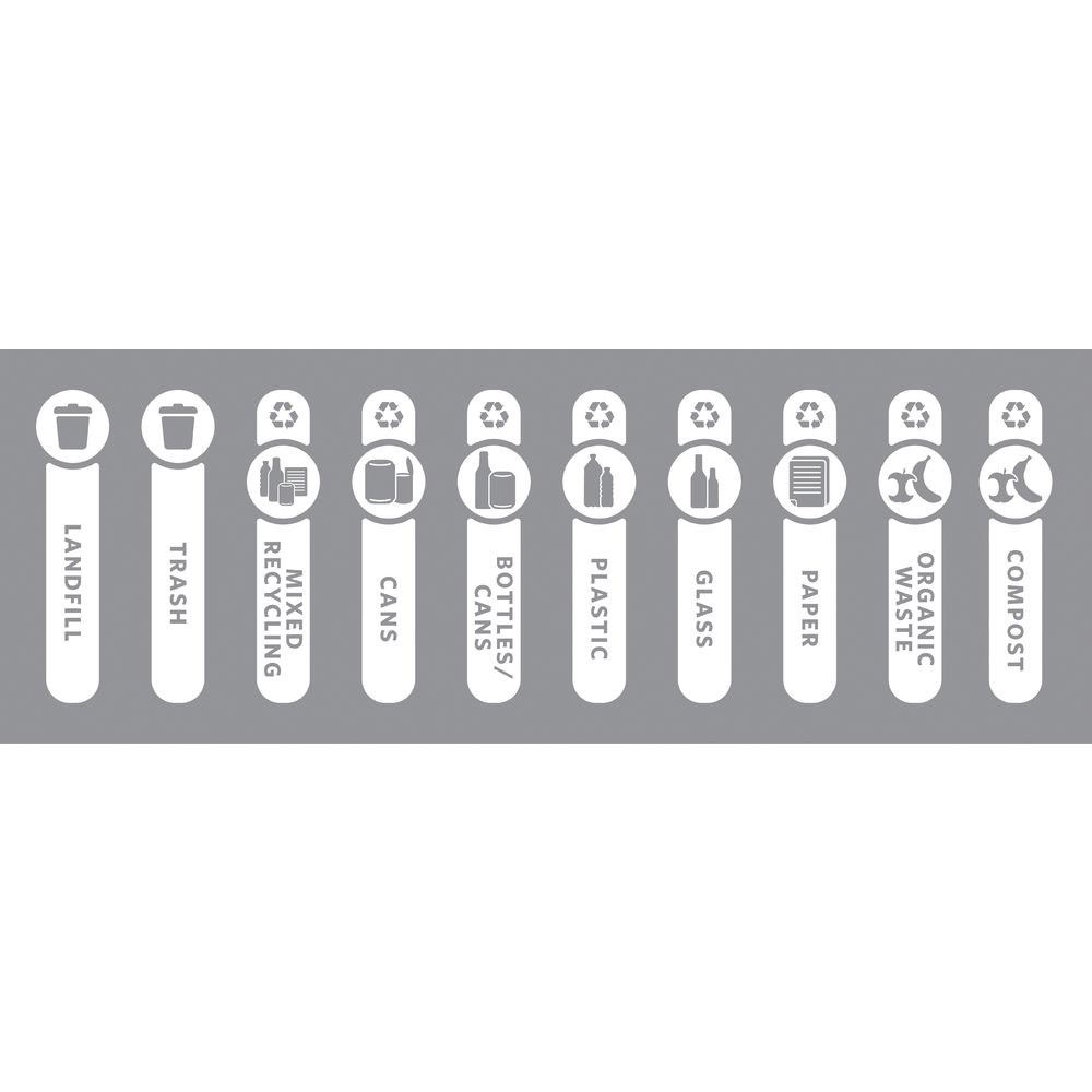 Rubbermaid® White Vinyl Waste Stream Label Kit for BRUTE® Recycling ...