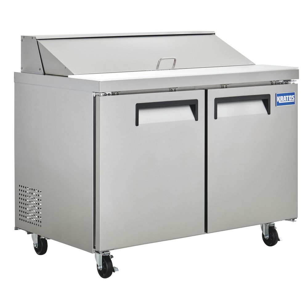 Kratos 48"W Two-Door Refrigerated Sandwich Prep Table - 12-Pan Capacity