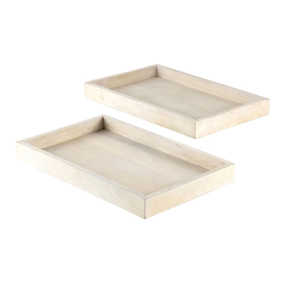 HUBERT® Mango Wood Tray, 2 Pack, 21"L x 12"W x 2"H