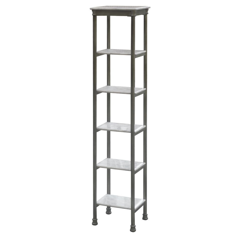 White Marbled Composite 6-Tier Shelf - 13"L x 11"W x 60"H