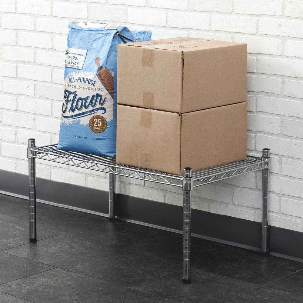 Kratos Chrome Wire One-Shelf Dunnage Rack - 14"W x 42"L x 8"H