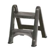 Rubbermaid Grey Plastic Foldable Step Ladder - 22 7/8"L x 21"W x 18 7/8"H