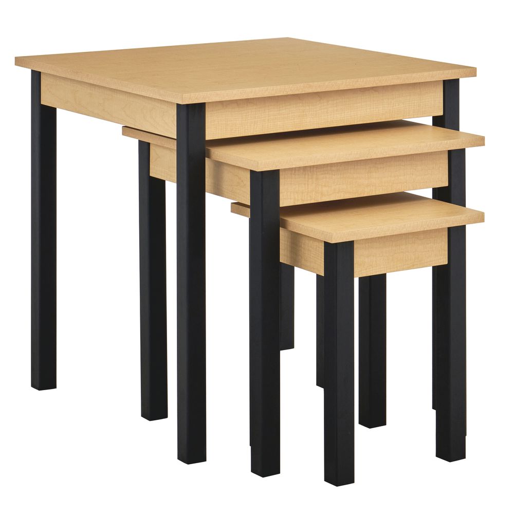 Kratos Nesting Tables with Maple Laminated Tops and Black Legs, Set of ...