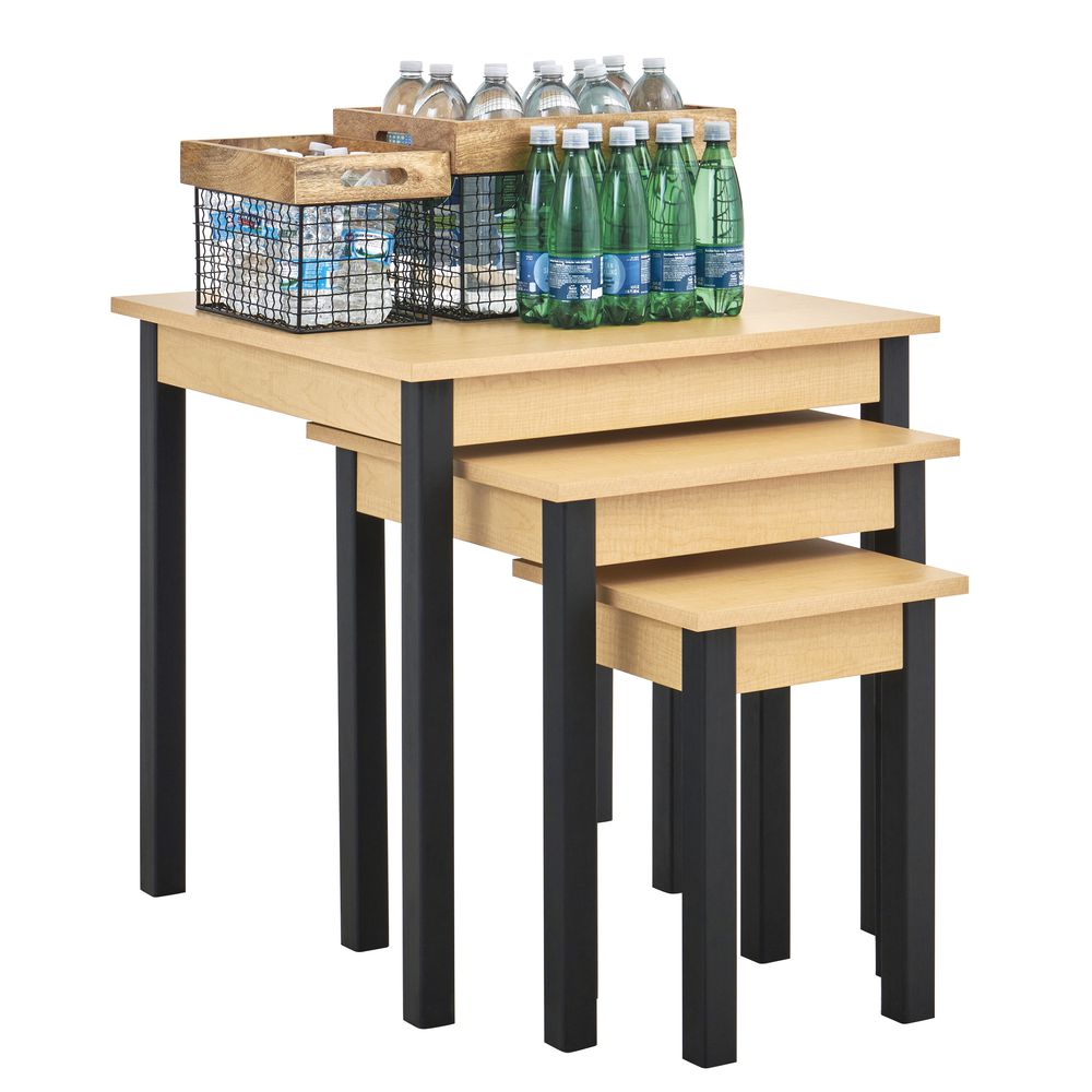 Kratos Nesting Tables with Maple Laminated Tops and Black Legs, Set of ...