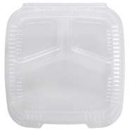 Large 3-Section Clear Polystyrene Hinged Carryout Container - 9 1/2"L x ...