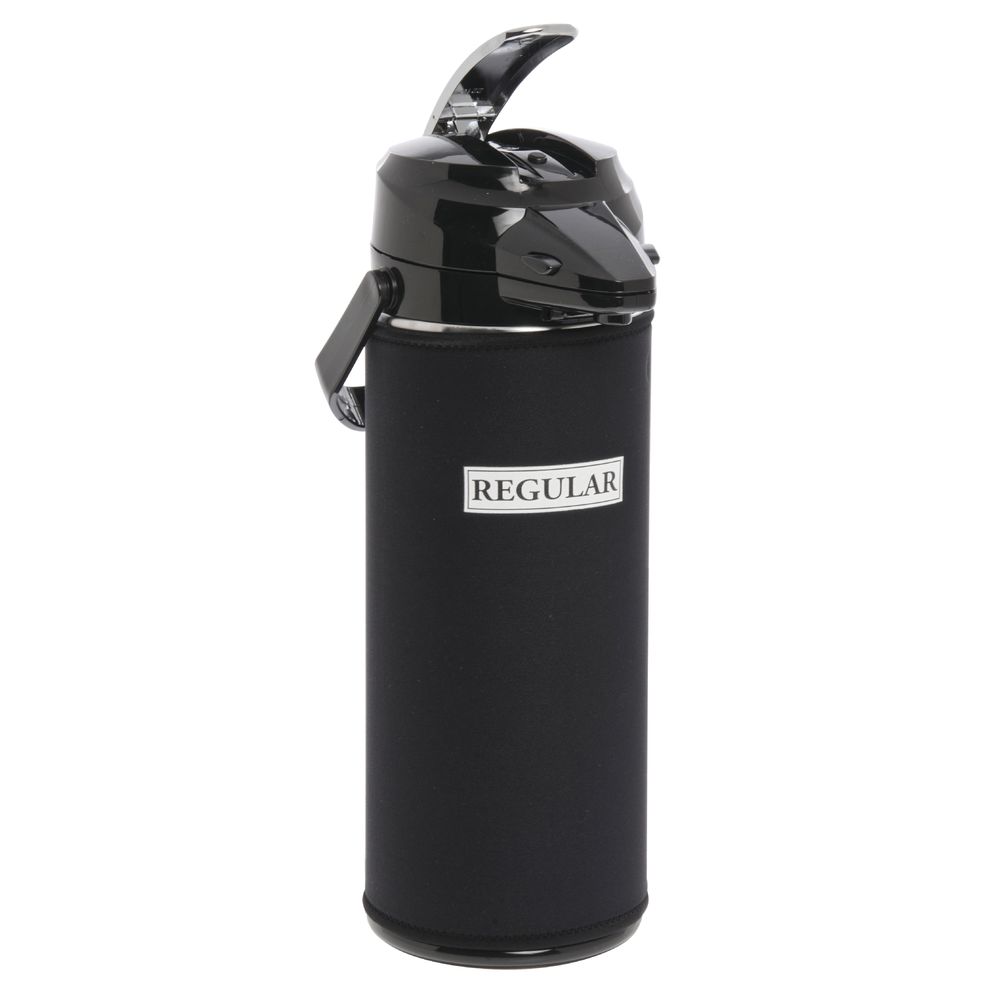 JavaSuits® 2.2 L Black Neoprene Airpot Cover With White Decaf Imprint ...