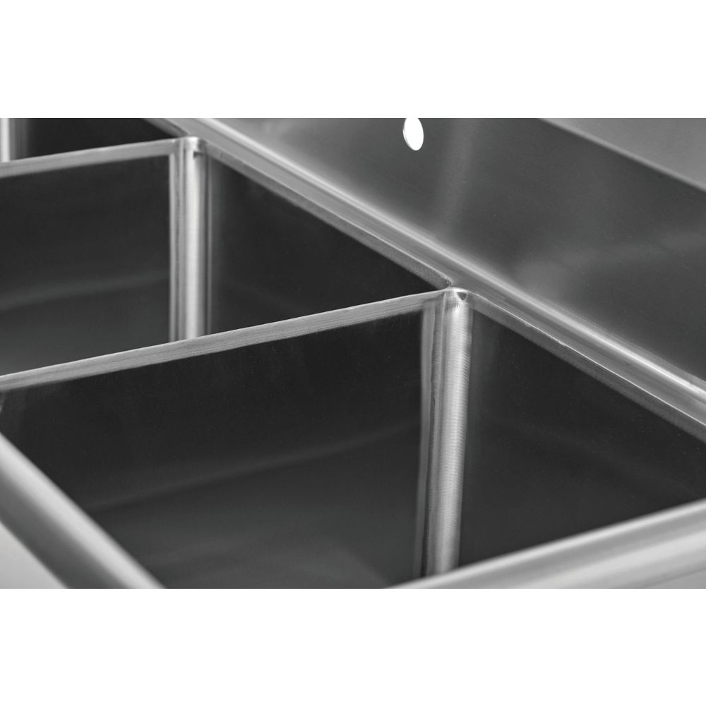 Kratos 59" 18-Gauge Stainless Steel Three Compartment Sink - 18"x18"x12 ...