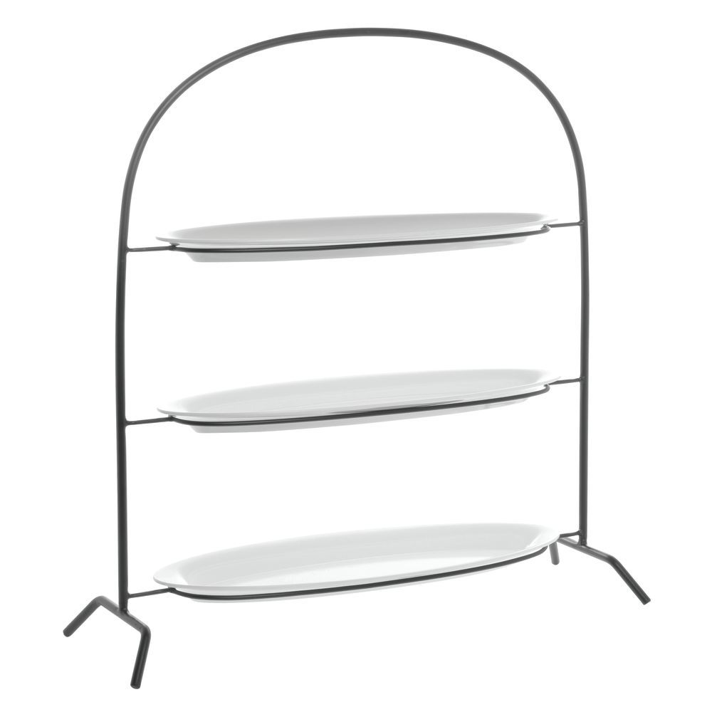 American Metalcraft Rectangular 3-Tier Black Wrought Iron Stand - 24 1/ ...