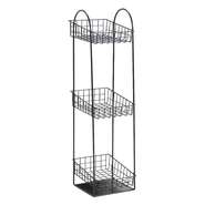 Expressly Hubert® Black Wire 3-Tier Basket Stand - 6"L x 7 3/4"W x 24 1/4"H