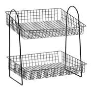 Expressly Hubert® Black Wire 2-Tier Basket Stand - 16"L x 13 1/2"W x 17 ...
