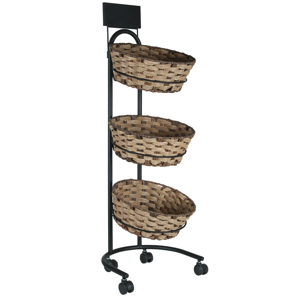 Mobile 3-Tier Round Basket Rack, 47"H